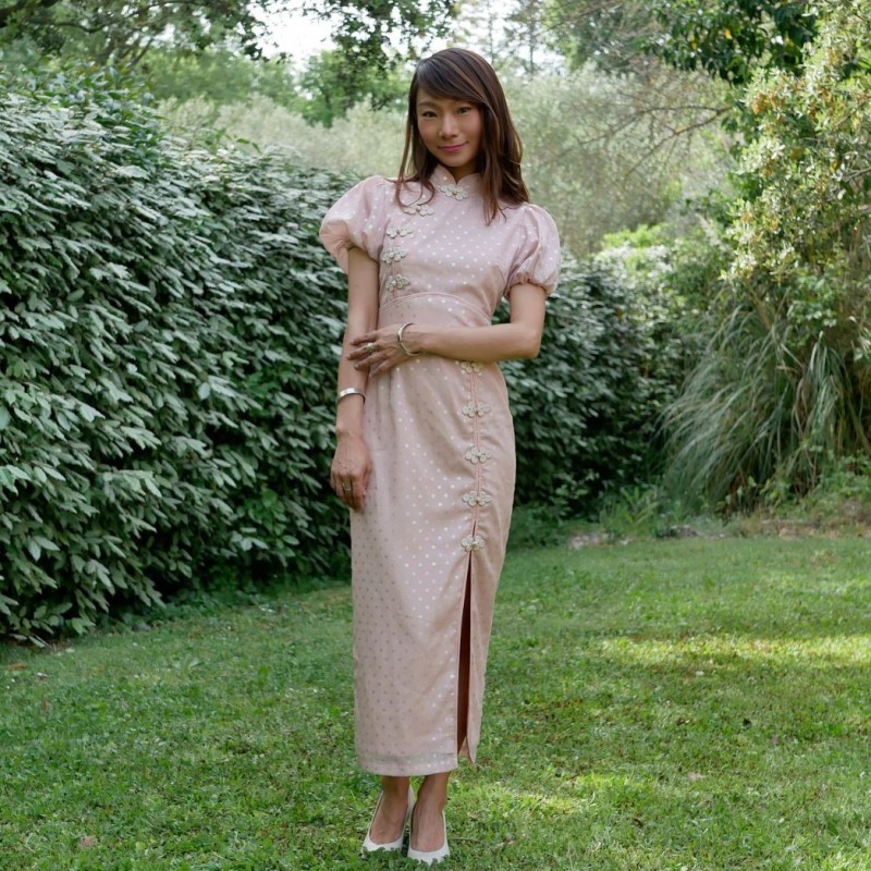 Robe type Qipao couleur chair - La Maison d'Echo