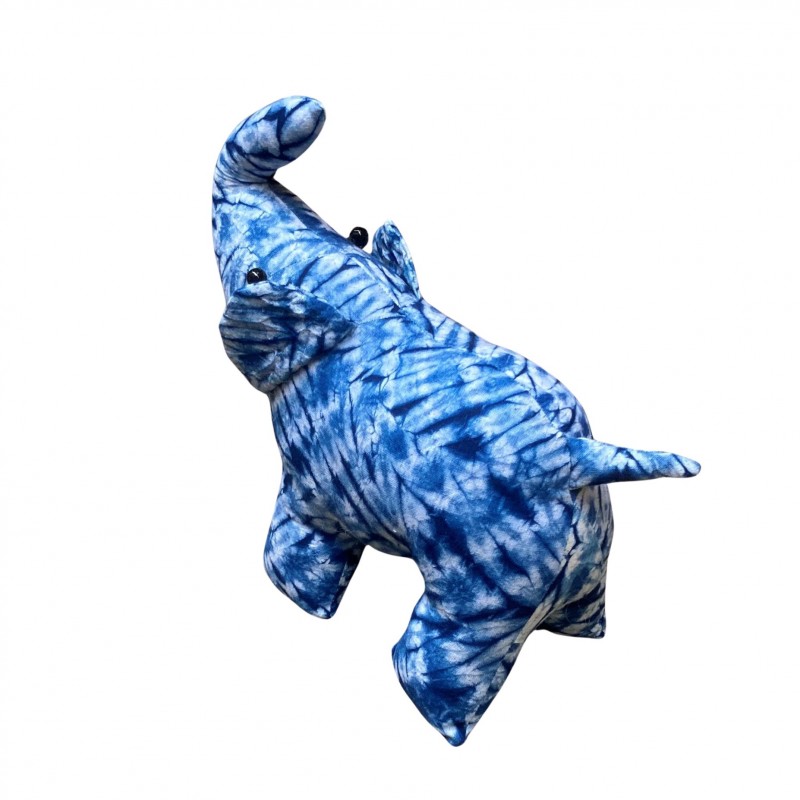 Éléphant en batik bleu indigo - La Maison d'Echo